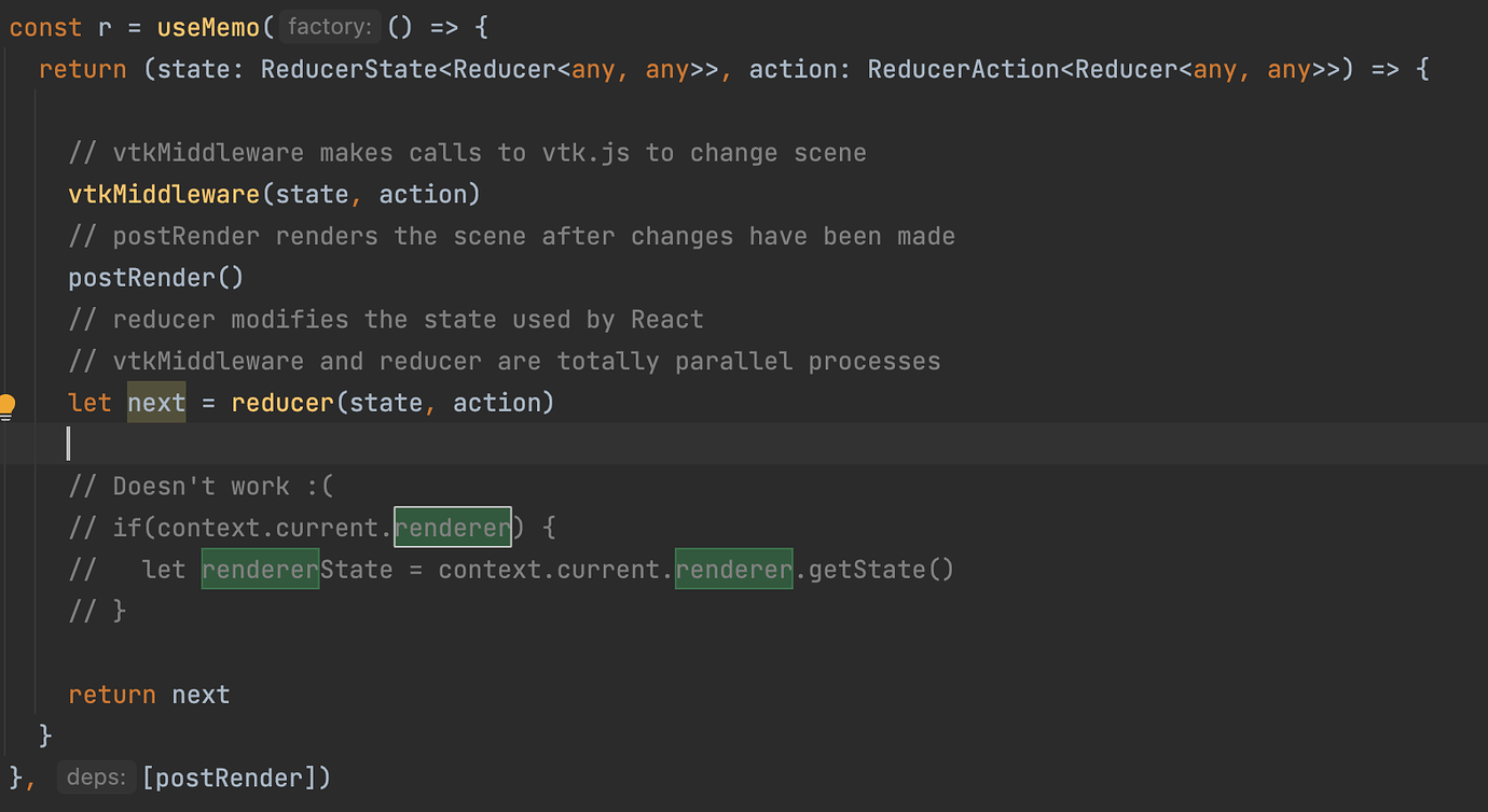 Sync react state with Vtk.js renderer / scene state - Web - VTK