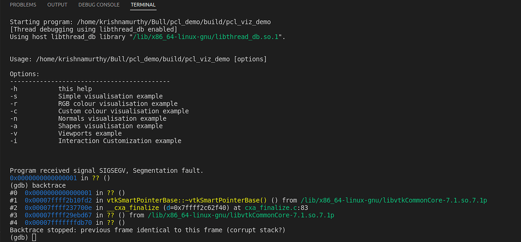 Segmentation fault in Visualizer demo - Support - VTK